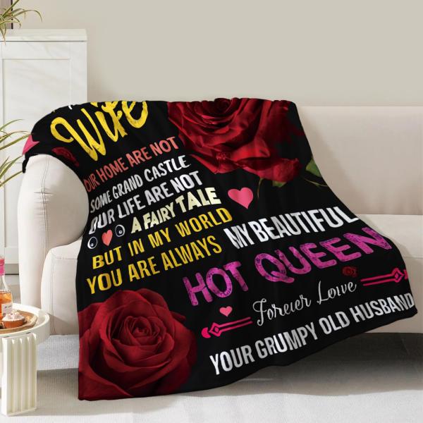 商品名: 夫から妻へのギフト、私の妻へのローズフローラルロマンティックな誕生日、結婚記念日、バレンタインの女性へのプレゼント、ソフトで心地よいフランネルレッドローズフラワーテーマスローデコールカウチソファ60インチx50インチ Gifts ...