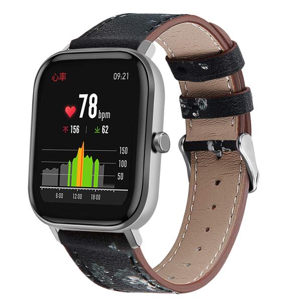 商品名: FoundEast GloryFit T80 T70 T60 T50 P99 P98用バンド ソフト本革リストバンド クイックリリース 軽量交換用ストラップ GloryFit スマートウォッチアクセサリー用 (ブラック-グレー) ...