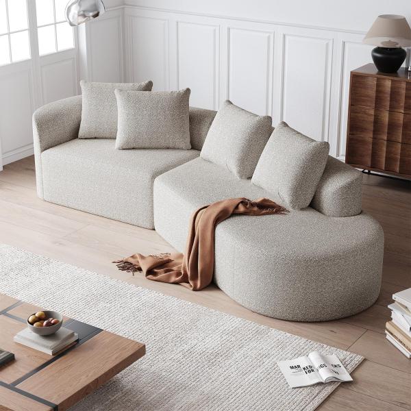 商品名:  112-inch Curved Sofa, Modular Sectional Modern Oversized Chenille Cloud Memory Foam Compression Boneless Sofa Couc...