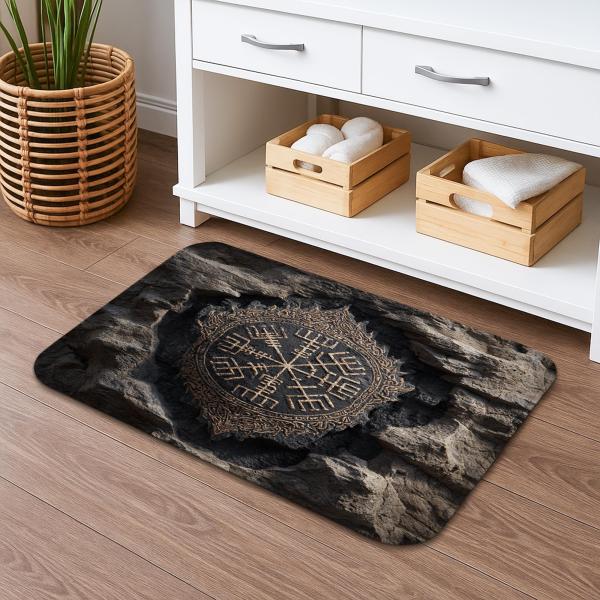 商品名:  Nordic Viking Winter Bath Mat, Rustic Norse Symbol Non Slip Bathroom Rug, Memory Foam Washable Carpets for Home De...
