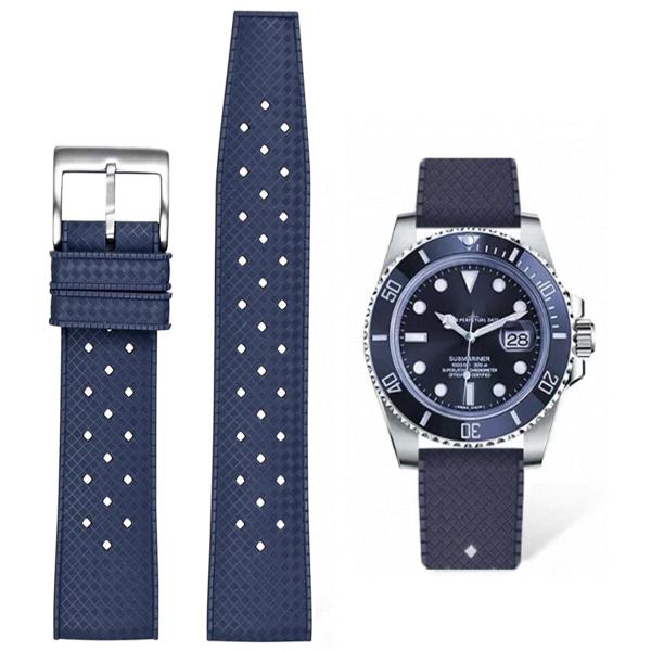 商品名: クイックリリースFKMラバーウォッチバンド トロピカルスタイル 18mm 20mm 22mm フッ素ゴム 防水 ソフト 通気性 丈夫 FKMラバー腕時計ストラップ ユニバーサル交換用バンドストラップ 男女兼用, 22mm, ゴム,...