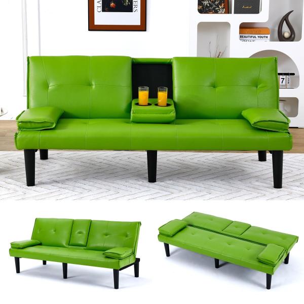 商品名:  Klwenas Maec Green Futon Couch &amp; Convertible Futon Sofa Bed for Small Space, 67" Loveseat Couches with Removab...