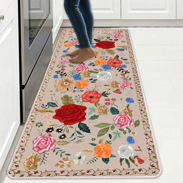 商品名:  Floral Rugs for Kitchen Mat, Runner Rug for Entryway with TPR Backing 20"X47" Non Slip Farmhouse Carpet for Kitche...