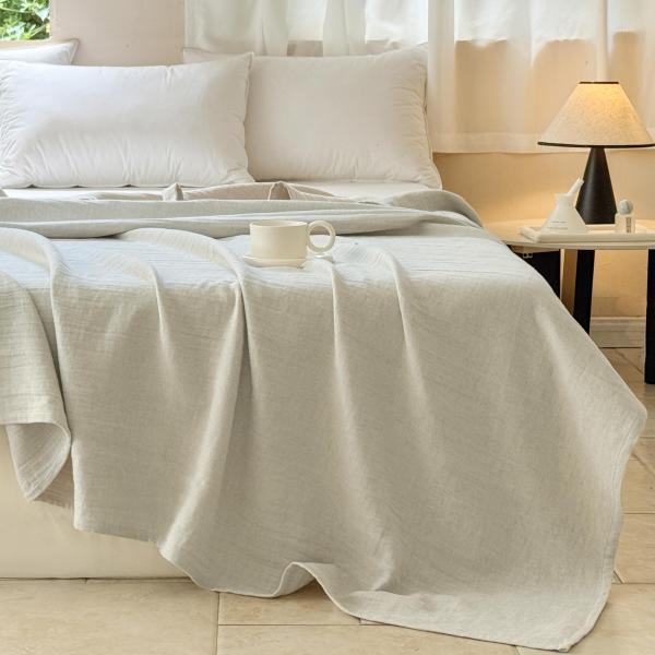 商品名:  Simple&amp;Opulence Linen Cotton Blanket with Double Layered Folded Edge for Couch/Bed/Sofa/Gift, Natural Flax Sol...