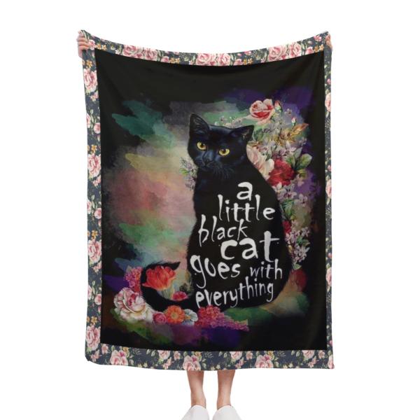 商品名: ブランケット スロー ベッドルーム アクセサリー フランネルブランケット、ソフトで暖かい 四季 ベッドスロー エアコンブランケット ソファキルト (80インチ×60インチ、黒猫) Black Cat Throw Bedroom A...