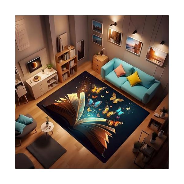 商品名:  Area Rugs Butterflys in The Books Reading Home Decor Rugs Non-Slip Carpet for Classroom Living Room Bedroom Dining...