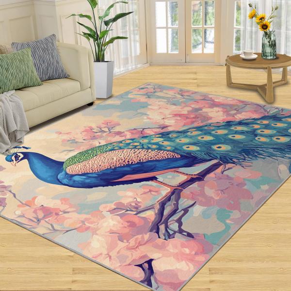 商品名:  BAFABUI Peacock Area Rug - 6x9 Rug, Vintage Animals Rugs for Living Room, Vintage Peacock Washable Rugs for Bedroo...