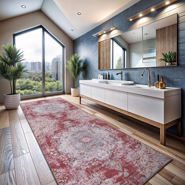 商品名: CAMILSON 洗濯機洗い可能エリアラグ 2x7 オレンジ 薄い アンティーク調 ヴィンテージ メダリオン 丈夫でお手入れが簡単なカーペット リビングルーム 寝室 ダイニングルーム 屋内用 (2 x 7 オレンジ) CAMILS...