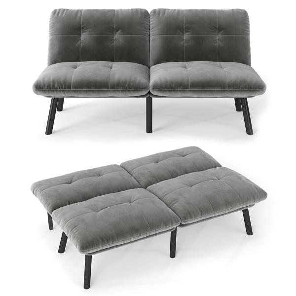 商品名:  Qinazoe Futon Sofa Bed Velvet Futon Couch with Adjustable Backrest, Small Convertible Folding Sleeper Sofa Bed, Mo...