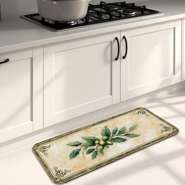 商品名:  Olive Kitchen Mats for Floor, Vintage Olive Branch Art Design Soft Mats, Cushioned Comfort Washable Non Slip Decor...