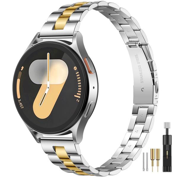 商品名: IMIVIO スリムメタル Samsung Galaxy Watch 7/6/5/4用バンド 20mm ステンレススチールストラップ Galaxy Watchバンド 40mm 44mm レディース ドレッシーな薄型チェーンバンド ...