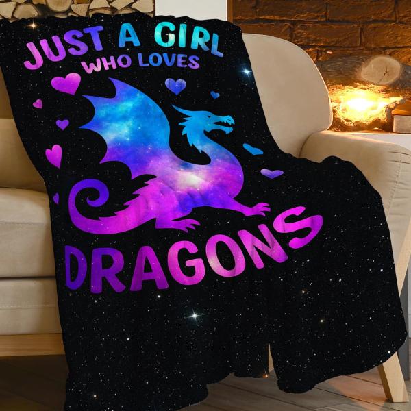 商品名: Just a Girl Who Loves Dragonブランケット パープル スローブランケット 女の子用 ソフト 暖かい 涼しい 空間 スロー フランネル フラシ天 フリース 動物 ギフト 子供 女性 大人 ベッド ソファ 寝...