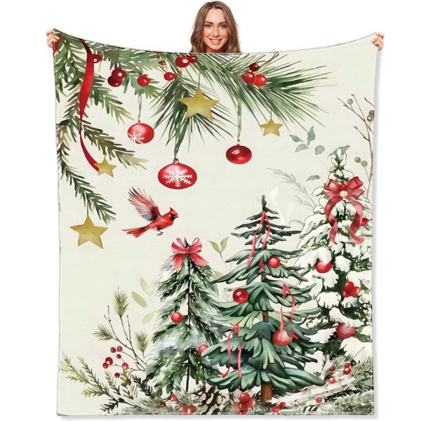 商品名: FuWeaveクリスマスレッドボールブランケットカーディナルフランネルクリスマススローブランケットXmasレッドオーナメントファームハウスヴィンテージデコレーション教師女性母親ソファベッドソファ冬休み50x60インチ FuWeav...