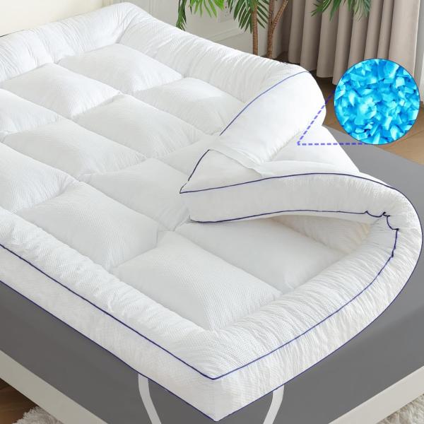 商品名:  Twin Size Mattress Topper, Shredded Memory Foam Filling, 1800 GSM Mattress Pad Cover, Soft Bed Topper for Back Pai...