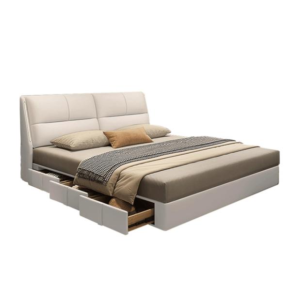 商品名:  LSIGHTUS White Modern Simplicity Full Size Bed Frame, Leather Upholstered Platform Bed Wooden Slats Support with H...