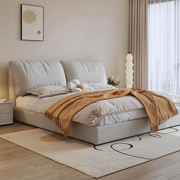 商品名:  LSIGHTUS Modern Grey Full Size Bed Frame, Leather Upholstered Platform Bed Queen Size Platform Bed Frame with Head...