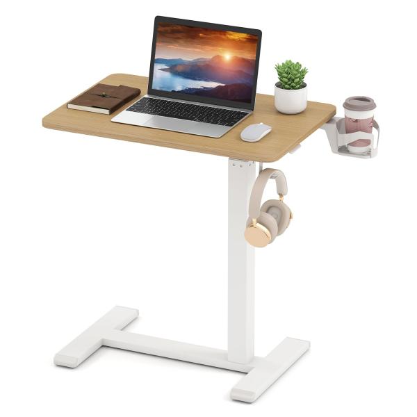 商品名:  GOFLAME Rolling Standing Desk, C Shaped End Table Adjustable Height with Hidden Wheels, Cup Holder &amp; Headphone...