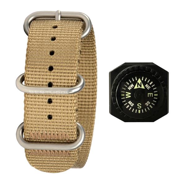 商品名: BERTUCCIナイロン腕時計バンド - 22mm - コヨーテ + 液体入りリストコンパス。 BERTUCCI〓 Nylon Watch Band - 22mm - Coyote + Liquid Filled Wrist Co...