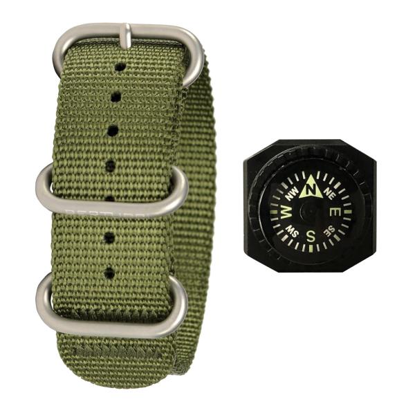 商品名: BERTUCCIナイロン腕時計バンド - 22mm - フォレスト+液体充填リストコンパス。 BERTUCCI〓 Nylon Watch Band - 22mm - Forest + Liquid Filled Wrist Com...