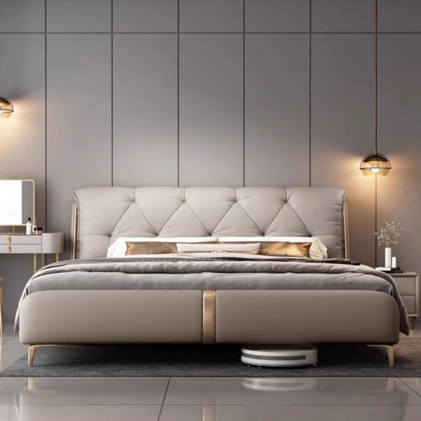 商品名:  LSIGHTUS Light Luxury Grey Queen Upholstered, Queen Size Platform Bed Frame Ergonomic Upholstered Headboard, Noise...