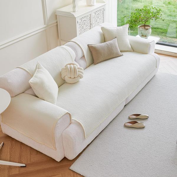 商品名:  vctops Cotton Sofa Cover Farmhouse Striped Quilted Non Slip Sectional Couch Cover Armrest Backrest Sofa Slipcover ...