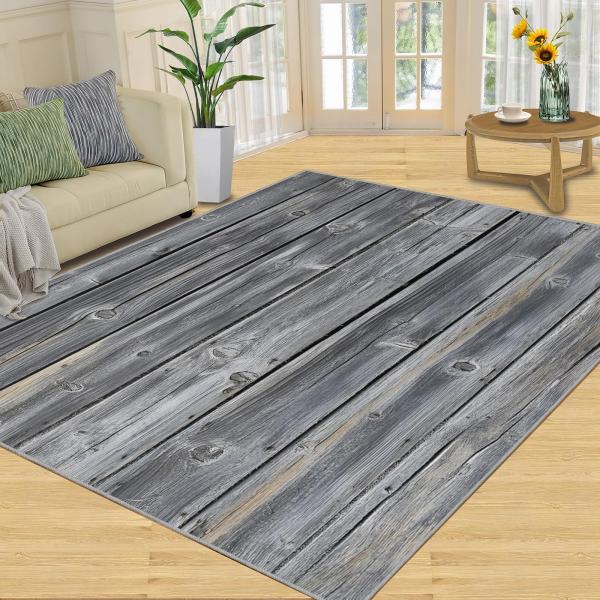 商品名:  BAFABUI Gray Wood Grain Rugs for Bedroom - 3x4 Area Rug, Distressed Rustic Rug, Rural Farmhouse Washable Rugs for ...