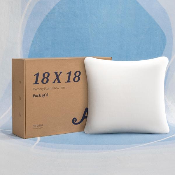 商品名:  AM AEROMAX 18 × 18 Throw Pillow (Pack of 4) Memory Foam Pillow Insert - Square Accent Pillow for Decorative Cushio...