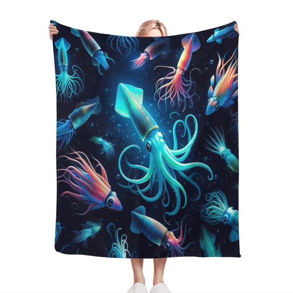 商品名:  Squid Throw Blanket, Ocean Animal Blanket for Bedding Sofas Couch, Squid Soft Cozy Blankets for Lover Gift Kids Te...