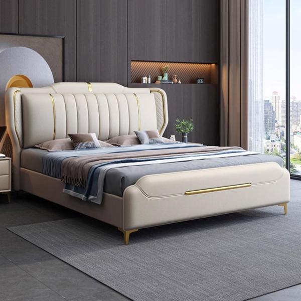 商品名:  LSIGHTUS Modern Light Luxury Queen Bed Frame, Full Size Bed Frame Ergonomic Upholstered Headboard Wooden Slats Sup...