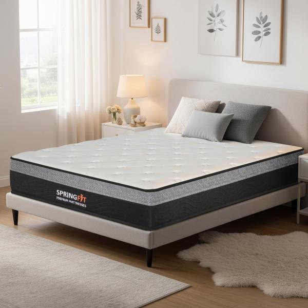 商品名:  Springfit 8 Inch TwinXL Size Hybrid Bonnell Spring Mattress in a Box | Natural Cotton Fiberglass-Free Breathable K...