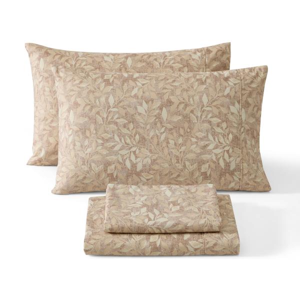 商品名: HLC.ME 葉プリント花柄ベッドシーツ - 4ピース柄ベッドシーツセット - しわになりにくい &amp; ウルトラソフト - 厚さ15インチまでのマットレスにフィット(クイーン、トープ) HLC.ME Leaves Print...