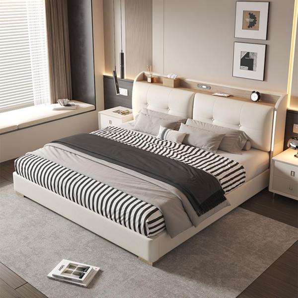 商品名:  LSIGHTUS Modern Simplicity Queen Bed Frame, Upholstered Platform Bed Wooden Slats Support with Headboard Noise-Fre...