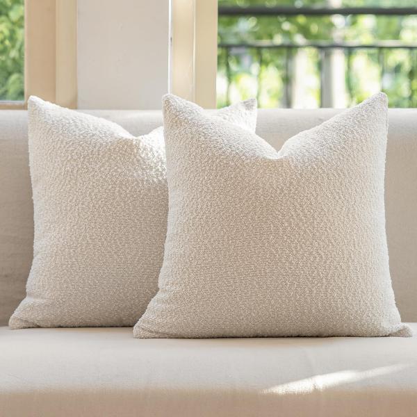 商品名: GEEORY 装飾用クッションカバー 22x22インチ 2枚セット テクスチャード加工 Boucle ニュートラルクッションケース ベッド/カウチ/ソファ用 アクセントアクセント モダンファームハウス&amp;ミニマリストホームデ...