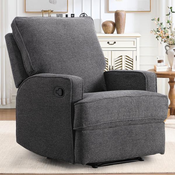 商品名:  INZOY Manual Recliner with Thicker Backrest, Soft Fabric Manual Recliner with Overstuffed Cushion, Heavy Duty Recl...