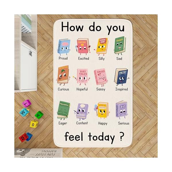 商品名:  Personalized Book Feelings Rug for Library &amp; Calming Corner ? Mental Health Calming Corner Carpet with Emotion...