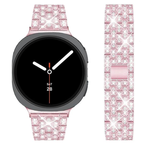 商品名: DEALELE バンド Samsung Galaxy Watch 8 40mm / 44mm / 8 Classic 46mmに対応 キラキラ光るラインストーンダイヤモンドメタル交換用ブレスレット レディース メンズ (ローズピン...