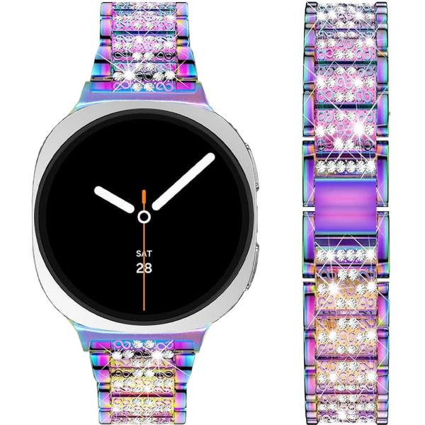 商品名: DEALELE バンド Samsung Galaxy Watch 8 40mm / 44mm / 8 Classic 46mmに対応 キラキラ光るラインストーンダイヤモンド Sテクスチャメタル交換用ブレスレット レディース メンズ...