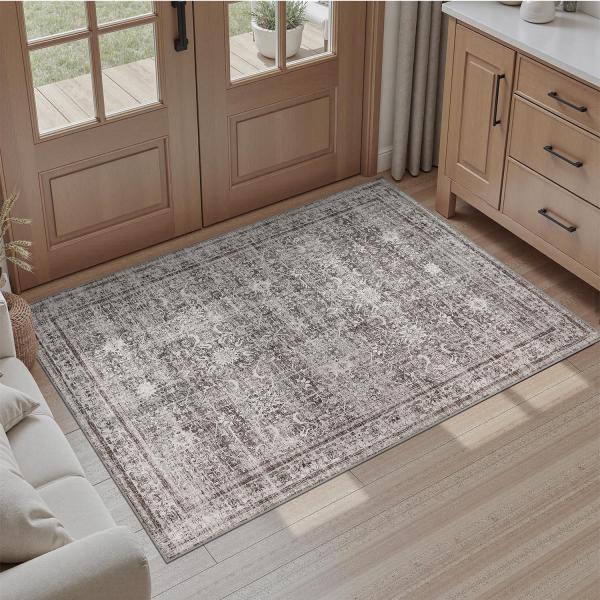 商品名:  DCX Machine Washable Grey Entryway Rug 2x3, Non Slip Stain Resistant Vintage Floral Rug for Kitchen Bathroom Front...