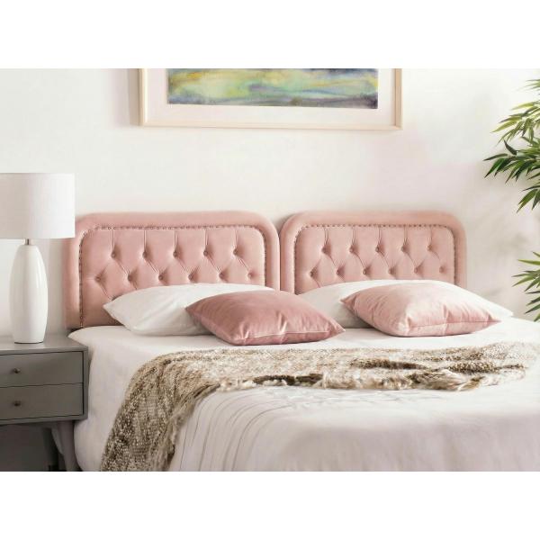 商品名: Beyetsea タフテッド布張りベッドヘッドボードキングサイズ、ボタンは40インチから45インチまで高さ調節可能、キングヘッドボードのみ、頑丈で耐久性のあるソリッドウッド、ネイルヘッドトリムヘッドボード、ピンク Beyetsea...