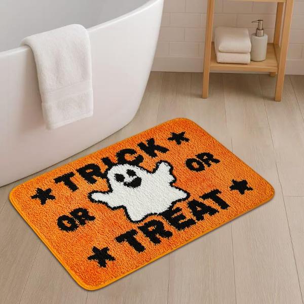 商品名: HONCO DIRECT 50.8x81.3 cm かわいい ハロウィン オレンジ ゴースト バスラグ ゴースト バスルーム ラグ ノンスリップ フロアマット 浴室ラグ ソフト 吸収性 バスタブ マット 部屋 ハロウィン 装飾 ゴ...