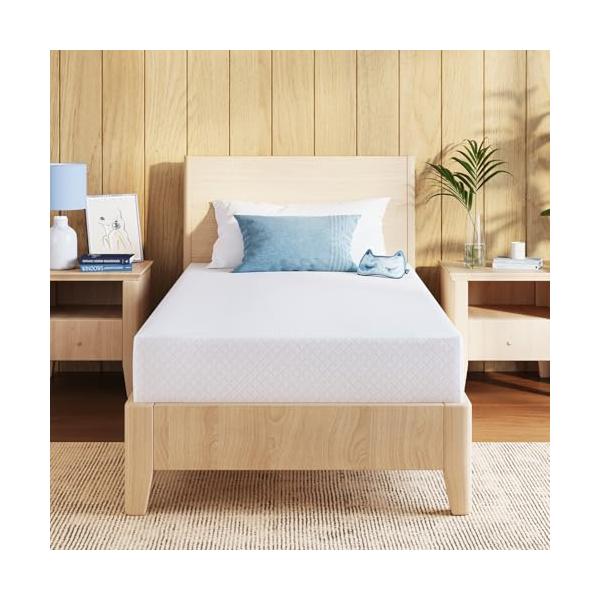 商品名: 6インチ ツイン XL グリーン ティー ジェル 低反発 マットレス 取り外し可能で洗えるカバー付き 中硬め ボックス入りベッド CertiPUR-US認証 米国で組み立て アパートの必需品 6" Twin XL Green Te...