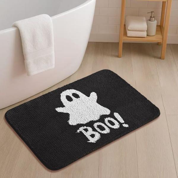 商品名: HONCO DIRECT ハロウィン バスラグ ゴースト バスルームラグ ノンスリップフロアマット バスルーム キッチンラグ ソフト 吸収性 バスタブマット 部屋 ハロウィン バスマット (ブラックブー) HONCO DIRECT...