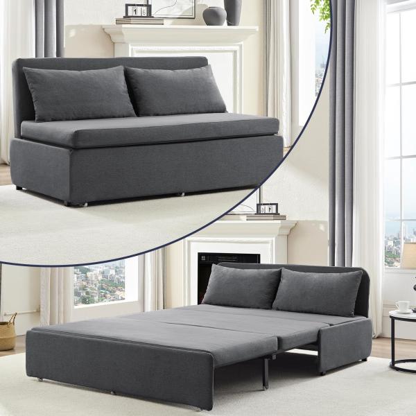 商品名:  ZAFLY 2 in 1 Pull Out Sofa Bed Queen Size, Small Convertible Sleeper Sofa Couch, Linen Folding Guest Bed with Whee...