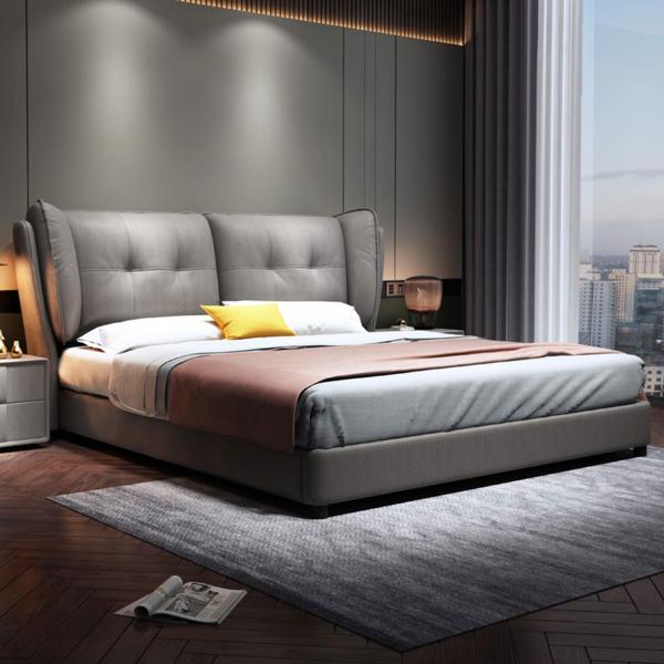 商品名:  LSIGHTUS Modern Grey Full Size Bed Frame, Upholstered Platform Bed Wooden Slats Support with Headboard Noise-Freeブ...