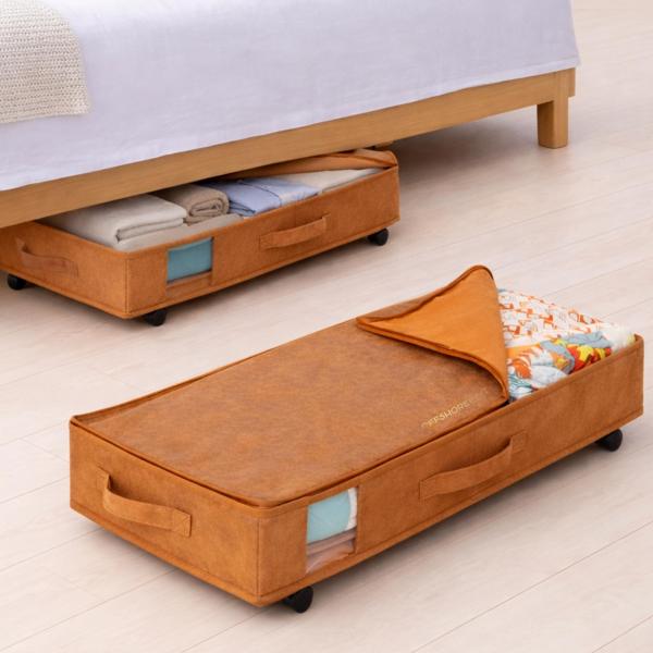 商品名:  Offshore Edit Premium Under Bed Storage with Wheels, Low Profile Rolling Storage Box in Vegan Leather with Metal F...