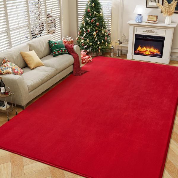 商品名:  Amearea Modern Area Rugs for Bedroom Living Room, 4x6 Feet Red Thickened Memory Foam Rug, Fluffy Indoor Washable R...
