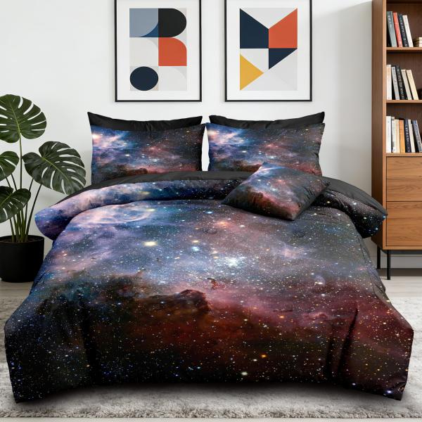 商品名: Peopleareok Galaxy 掛け布団6点セット ツイン 3Dプリント 宇宙寝具セット ベッドインバッグ 女の子 男の子 子供用 (掛け布団1枚、フラットシーツ1枚、ボックスシーツ1枚、枕カバー2枚) Peopleareo...