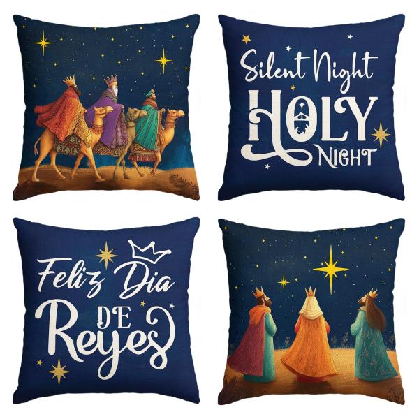 商品名:  AVOIN colorlife Epiphany Feliz Dia de Reyes Three Wise Men Throw Pillow Cover 18x18 Set of 4, Seasonal Jesus Nativ...
