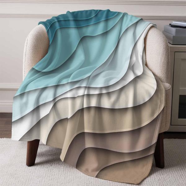 商品名:  Abstract Gradient Striped Art Throw Blanket Flannel Fleece Throws, Modern Ombre Light Green Lightweight Super Soft...