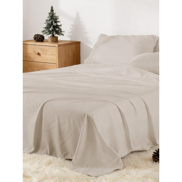 商品名:  4 Piece Queen Bed Sheet Set, Pre Washed Fitted Sheet Queen Size &amp; Bedsheet &amp; 2 Pillowcases, Ultra Soft Bru...